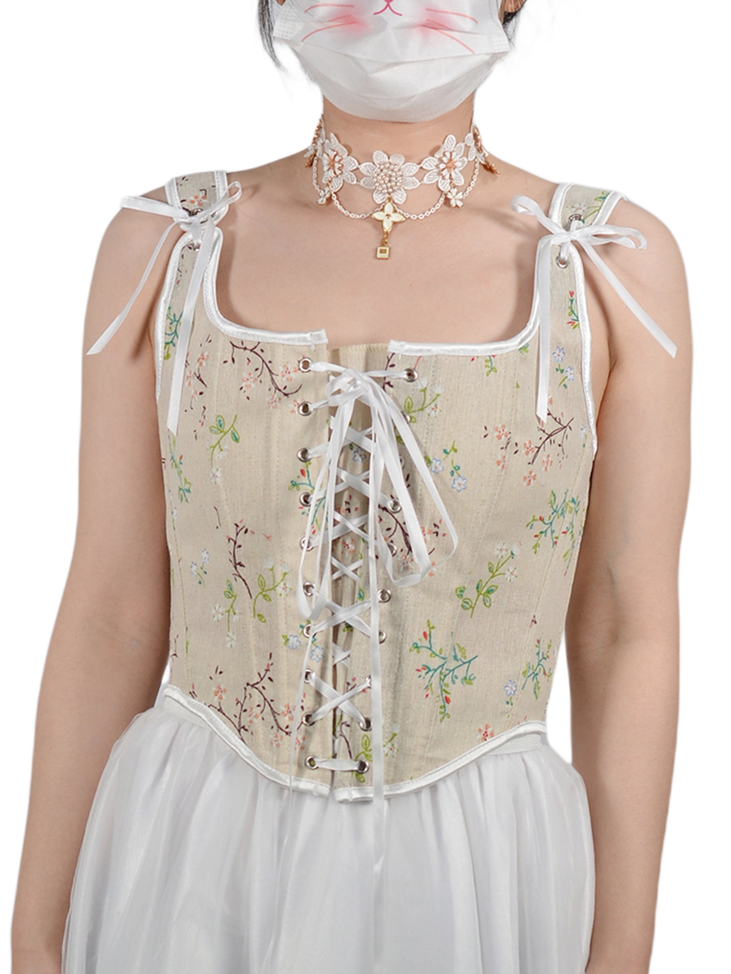 Mevireiy Women Vintage Corset Camisole Lace Spaghetti Strap Bustier ...