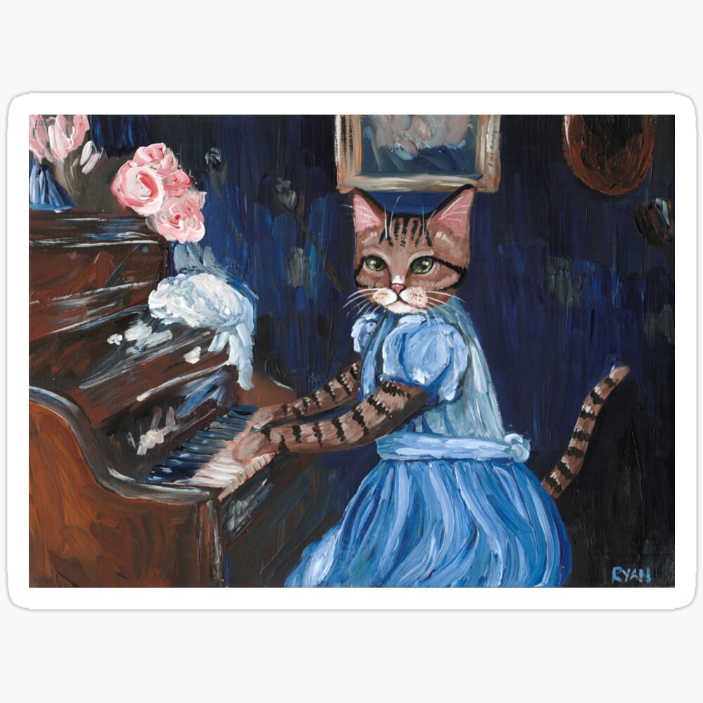 Mewcie Meown At The Piano Sticker Phone Decal Water Bottle Stickers Car ...