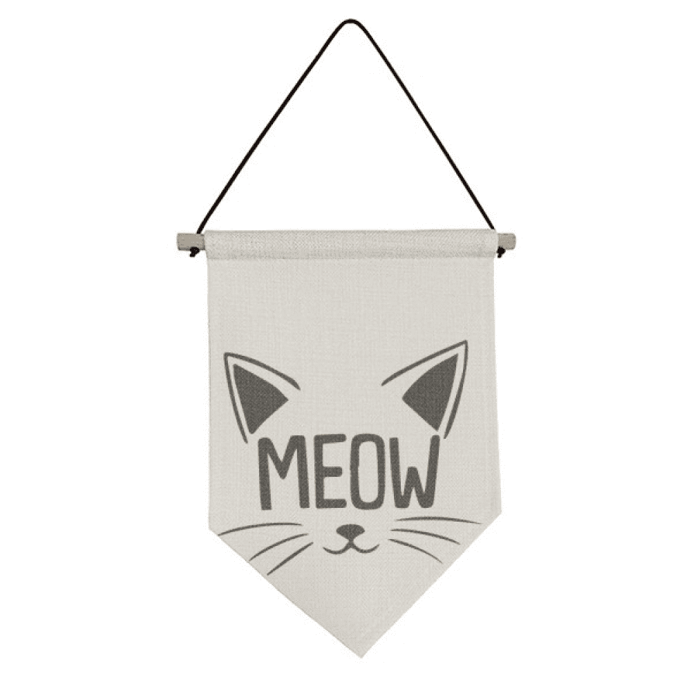 Mewing Cat Head English Quote Cartoon Canvas Flag Hanging Wall Art ...