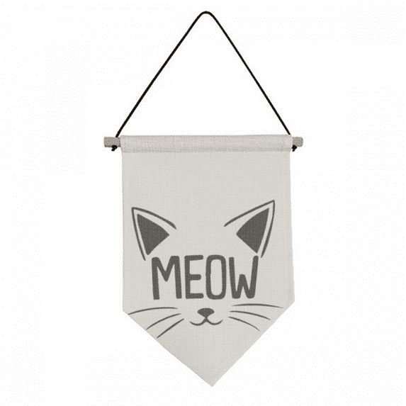 Mewing Cat Head English Quote Cartoon Canvas Flag Hanging Wall Art ...