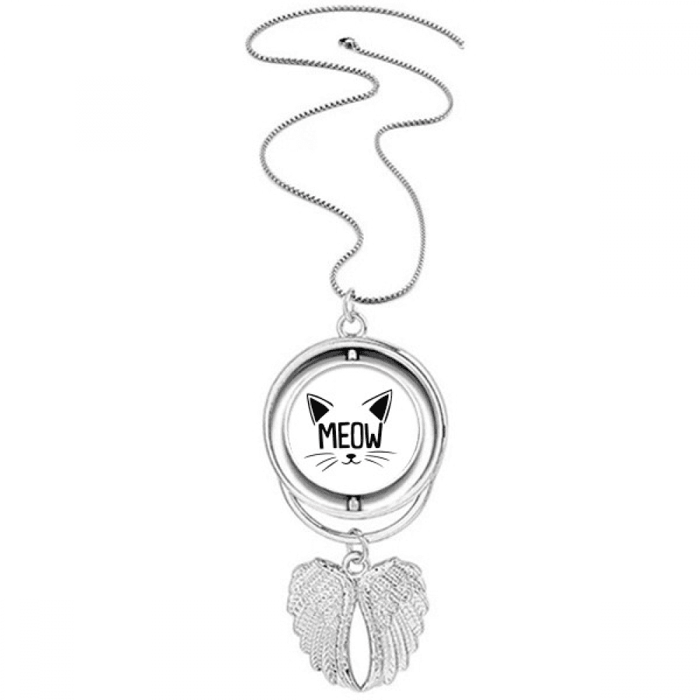 Mewing Cat Head English Quote Cartoon Pendant Angel Wings Rotating ...