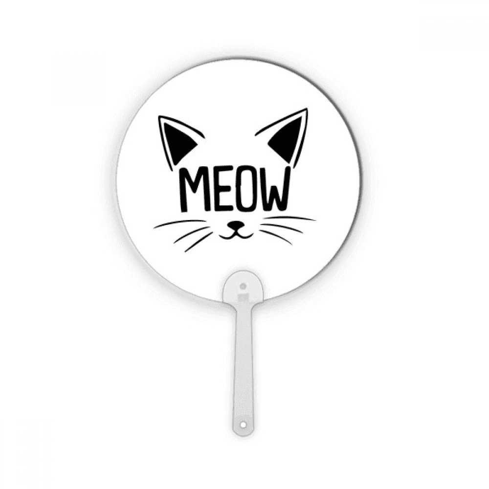 Mewing Cat Head English Quote Cartoon Plastic Round Handheld Fan ...