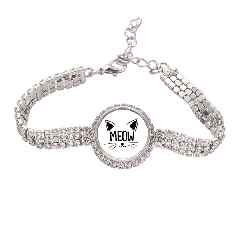 Mewing Cat Head English Quote Cartoon Tennis Chain Anklet Bracelet ...