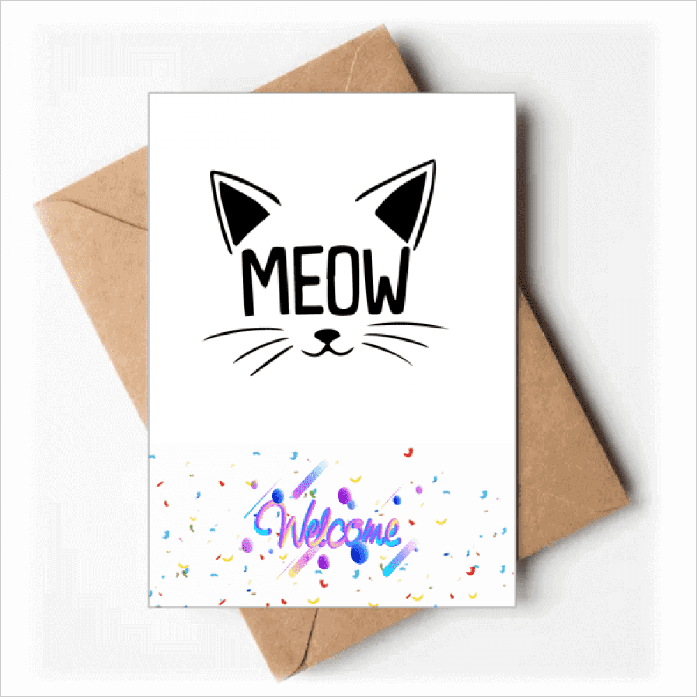 Mewing Cat Head English Quote Cartoon Welcome Back Greeting Cards ...