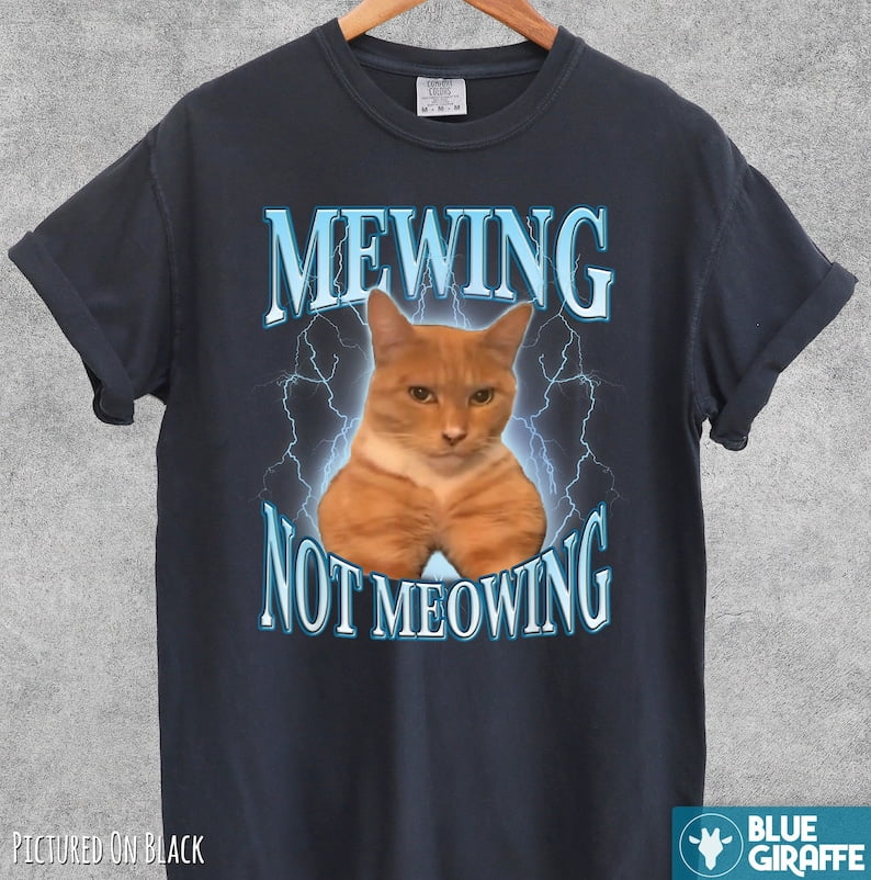 Mewing Not Meowing Funny Shirt, Retro Mewing 90s Bootleg Shirt, Meme ...