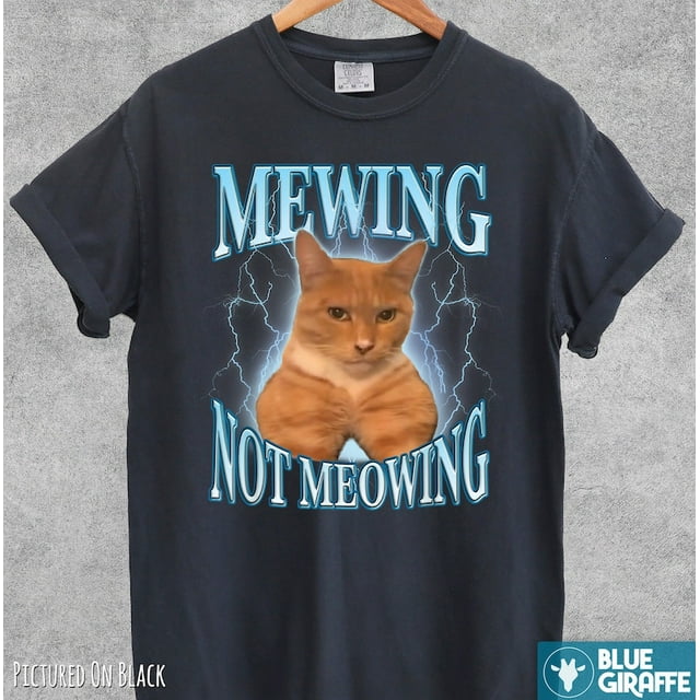 Mewing Not Meowing Funny Shirt, Retro Mewing 90s Bootleg Shirt, Meme ...