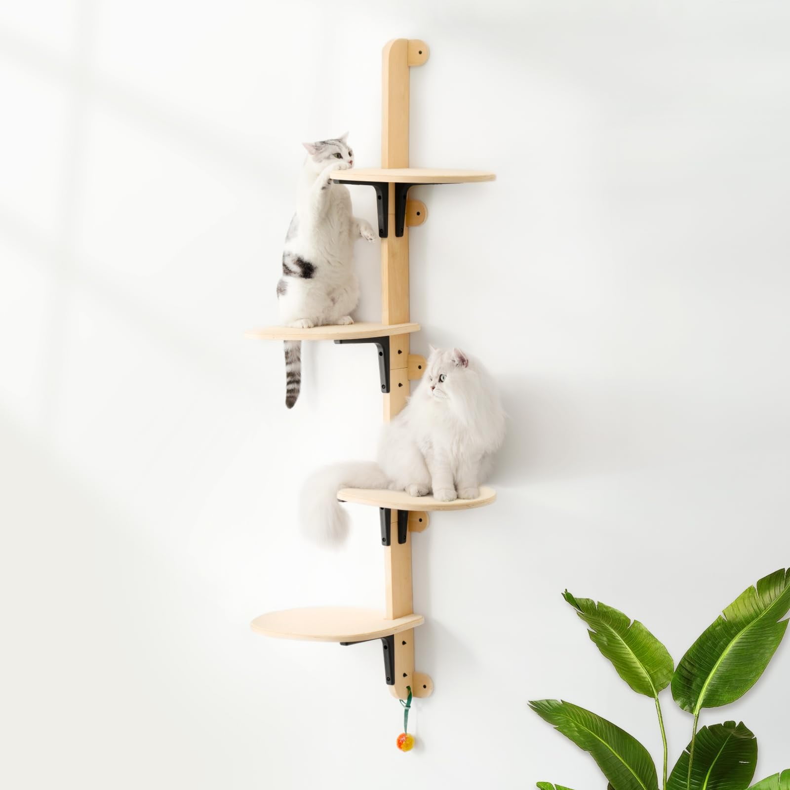 Mewoofun 4-Levels Wall Mounted Cat Climber Shelves Tree Wooden Cat Wall ...