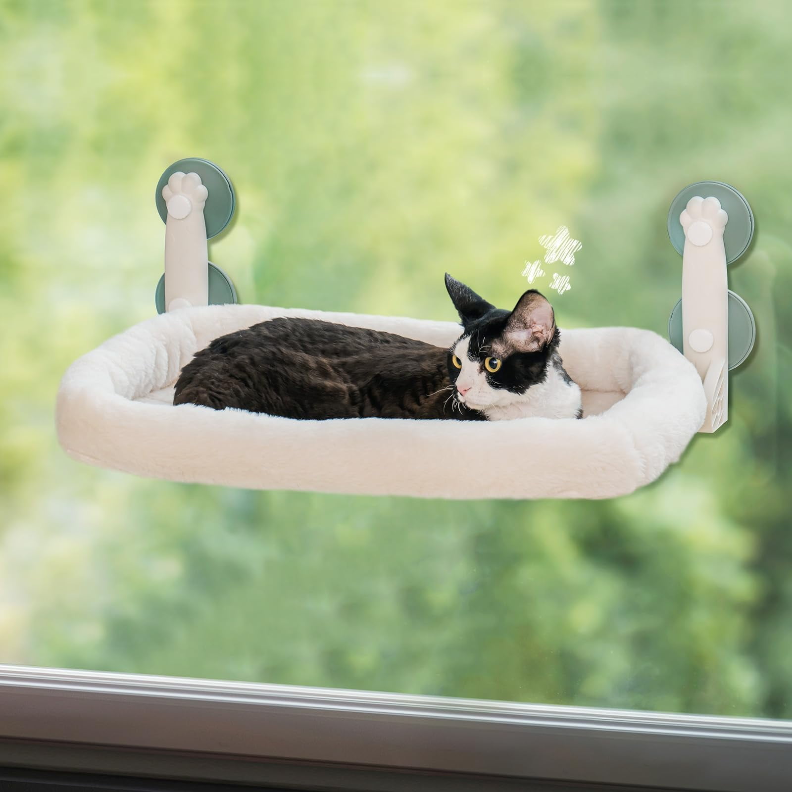 Mewoofun Cat Hammock Window 54 x 30 cm Cat Bed Window Reversible Mat - Cat Window Lounger with ...