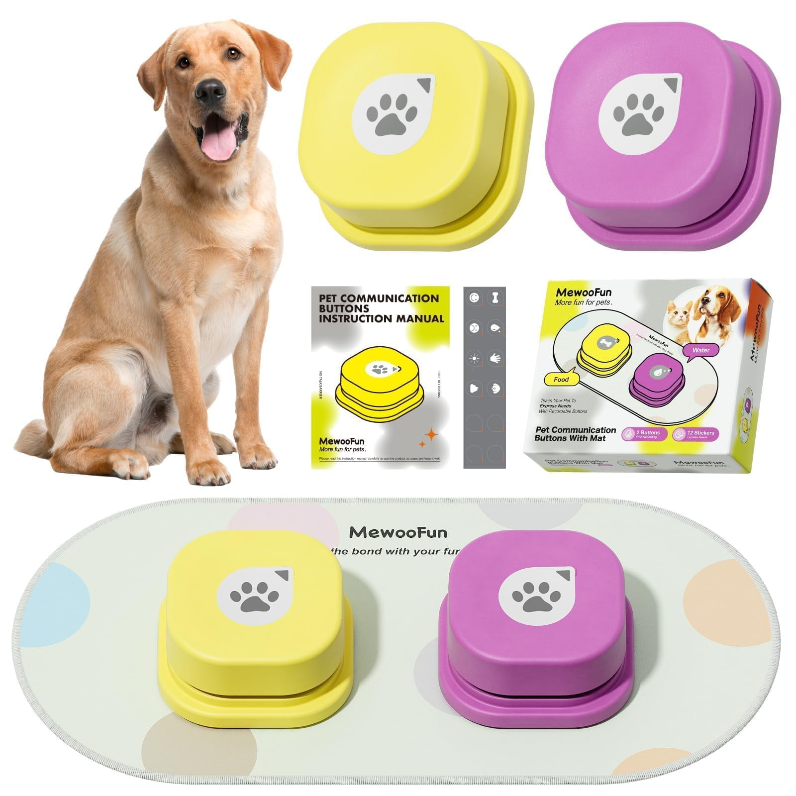 Mewoofun Dog Buttons for Communication, Dog Buttons Talk with Anti-Slip ...