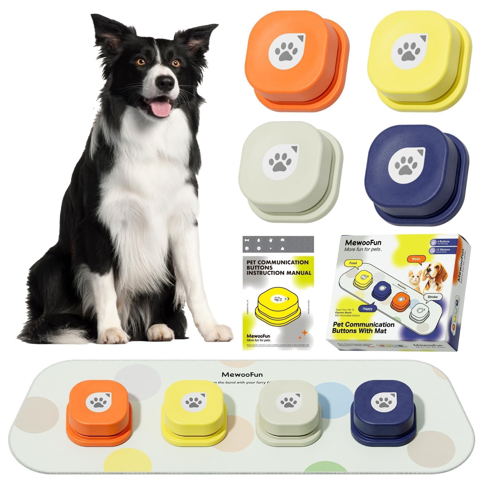 Mewoofun Dog Buttons for Communication, Dog Buttons Talking with Anti ...