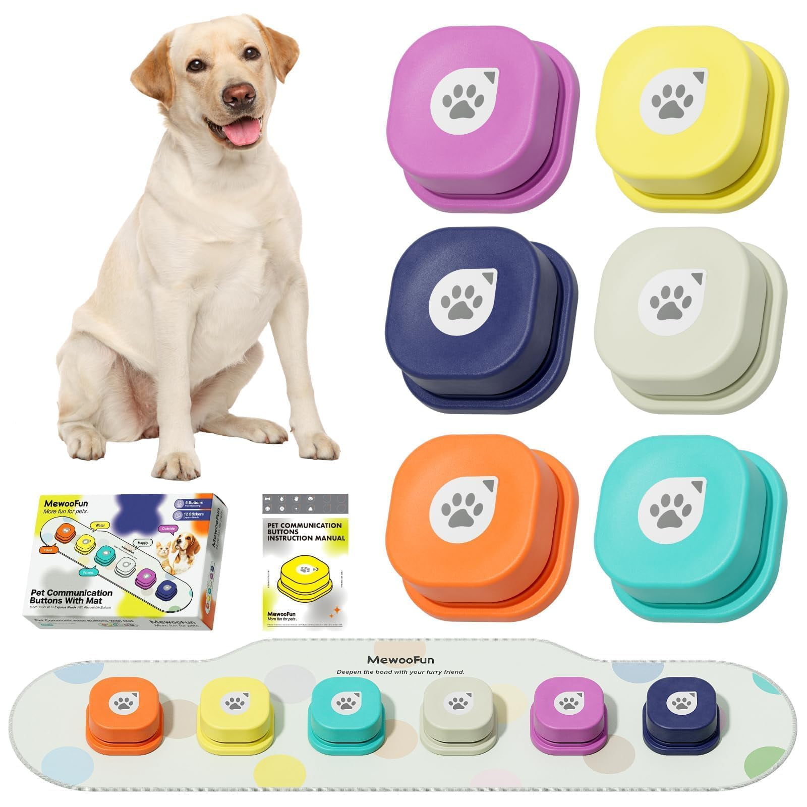 Mewoofun Dog Buttons for Communication, Dog Buttons Talking with Anti ...