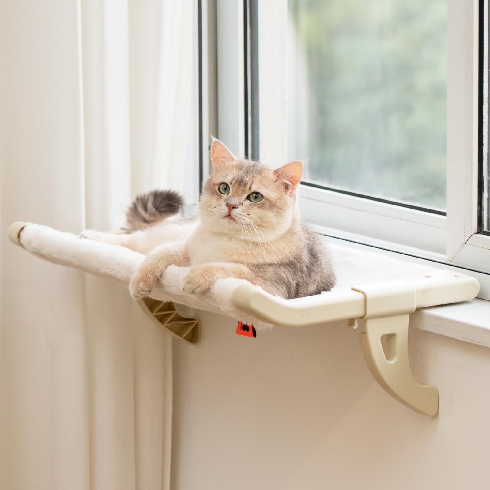Mewoofun Hanging Kitty Seat, Cozy Durable Cat Perch, Beige Pet Hammock ...