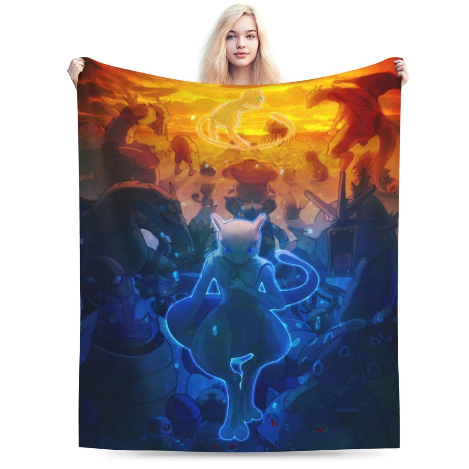 Mewtwo Cartoon Throw Blanket, Super Soft Cozy Flannel Fleece Picnic ...