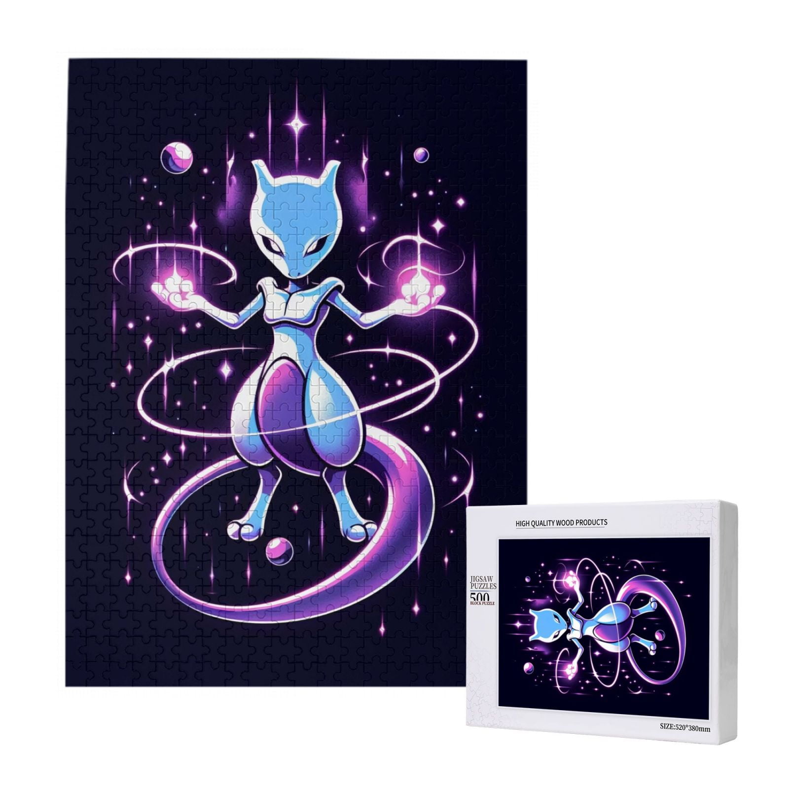 Mewtwo Jigsaw Puzzle for Kids Adults 500 Piece Challenging Wooden ...