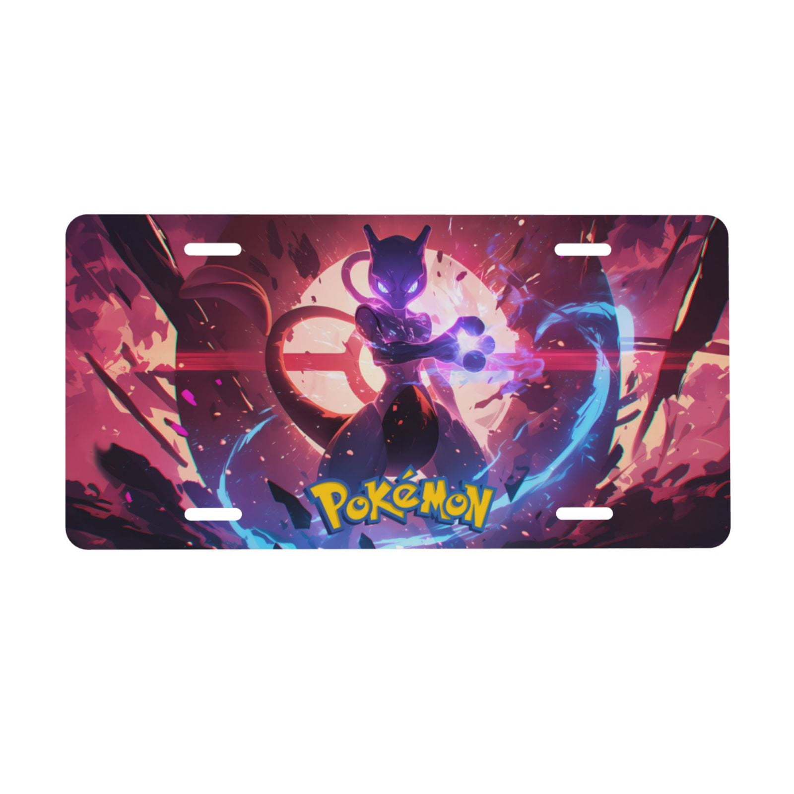 Mewtwo License Plate, Car Front License Plates With 4 Holes, Metal Car ...