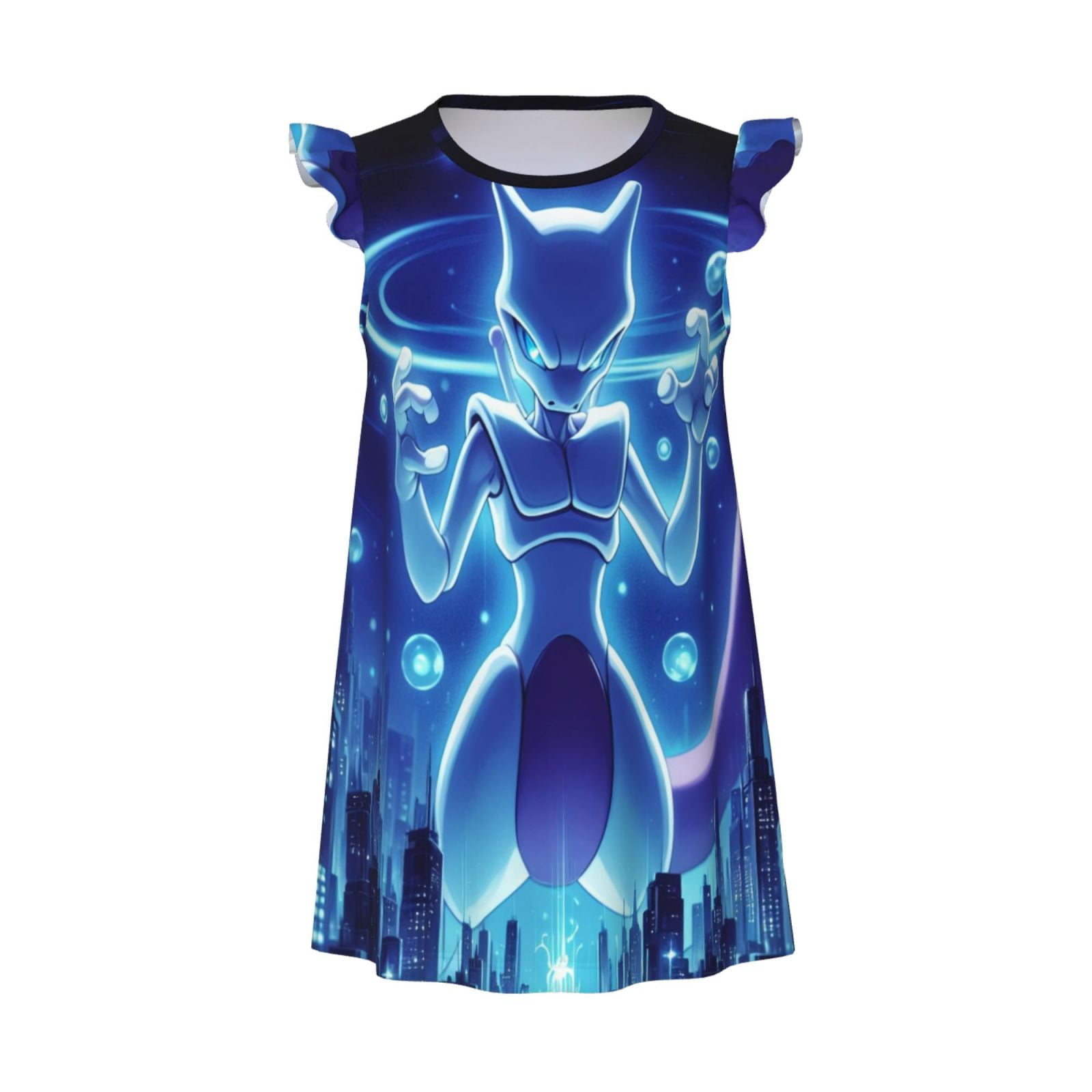 Mewtwo Little Girls Nightgowns Soft Flutter Sleeve Night Dress Pajamas ...