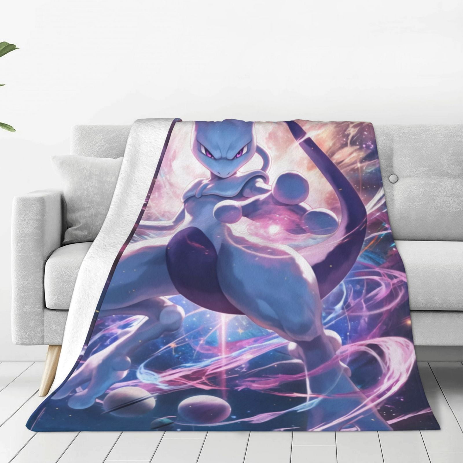 Mewtwo Pokemon Blanket Ultra-Soft Flannel Fleece Warm Throw Quilt Anime ...