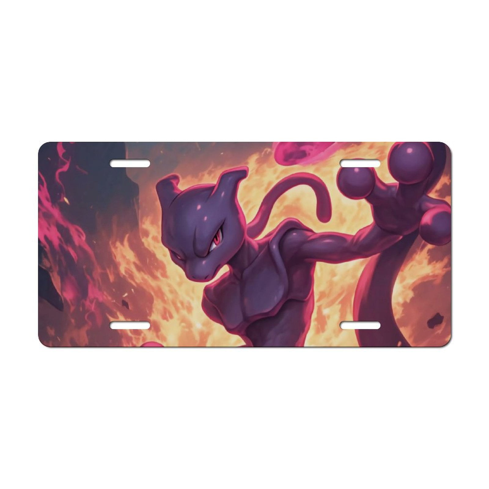 Mewtwo Pokemon Car License Plate Cute Anime License Plate Covers Holder ...