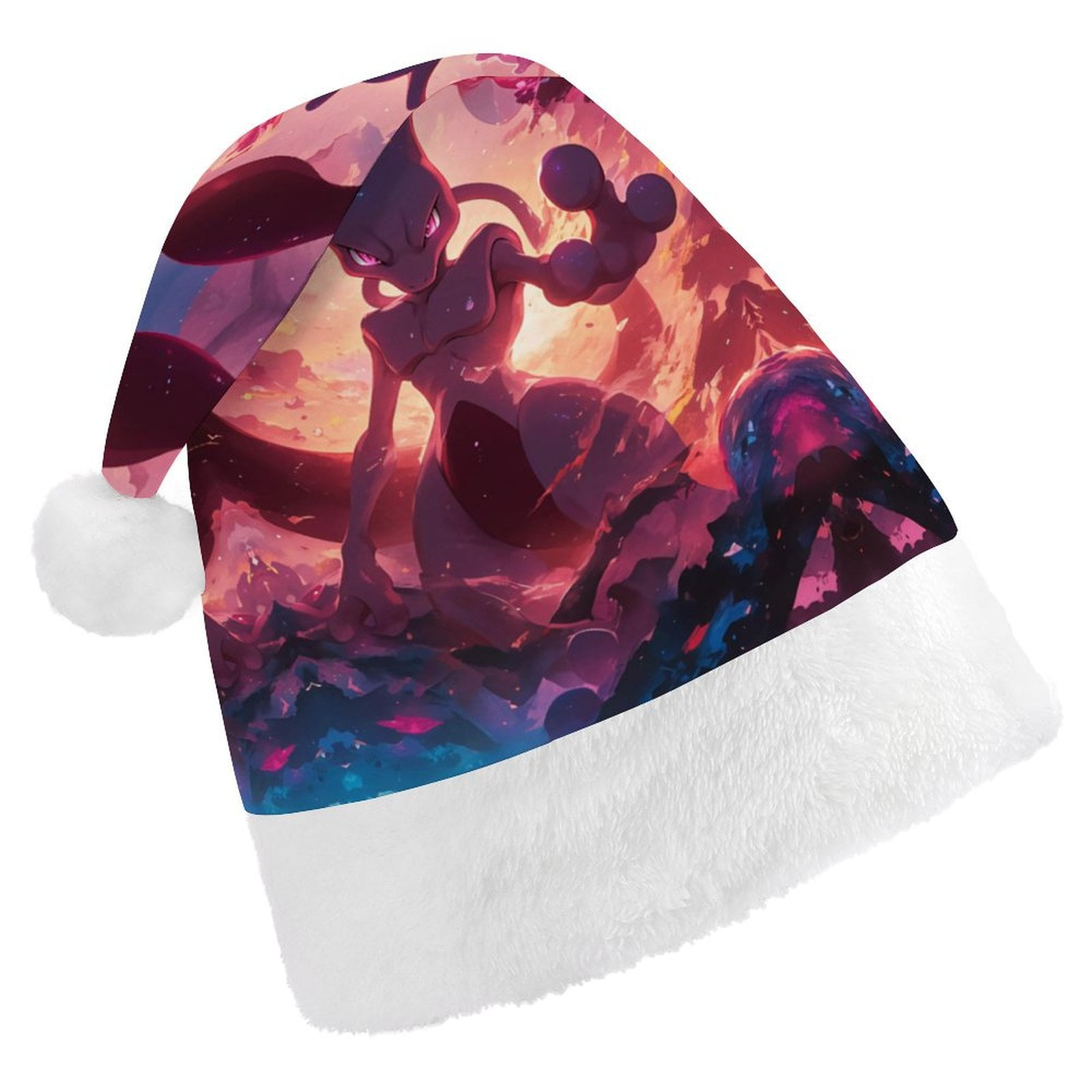Mewtwo Pokemon Christmas Hat Santa Hat Xmas Holiday Hat Classic Santa ...