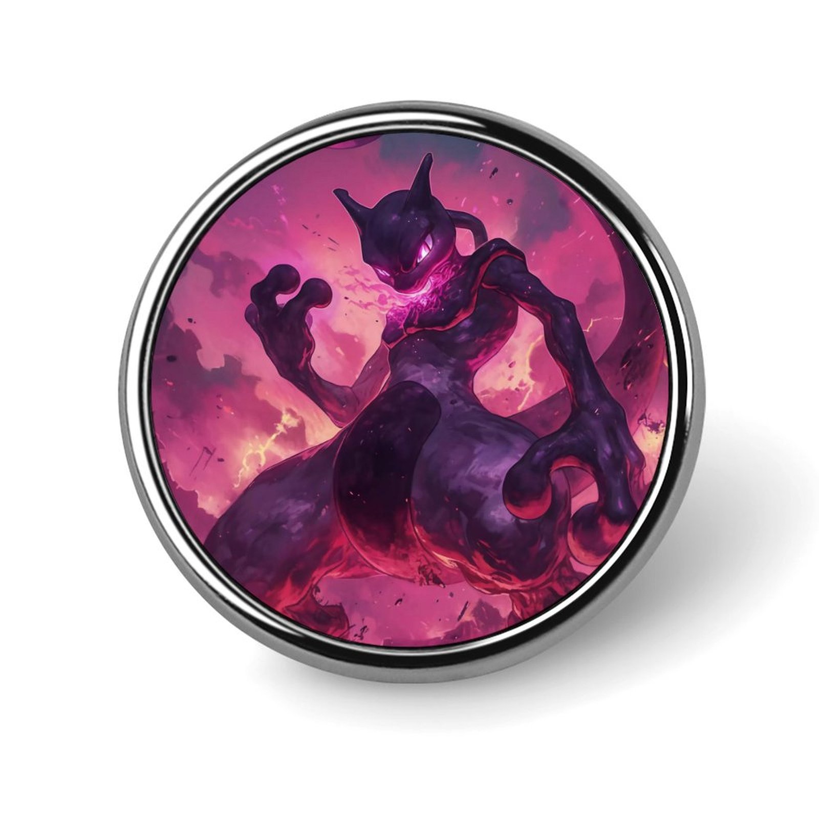 Mewtwo Pokemon Circle Badges Round Chest Pins Brooch Decor Round Button ...