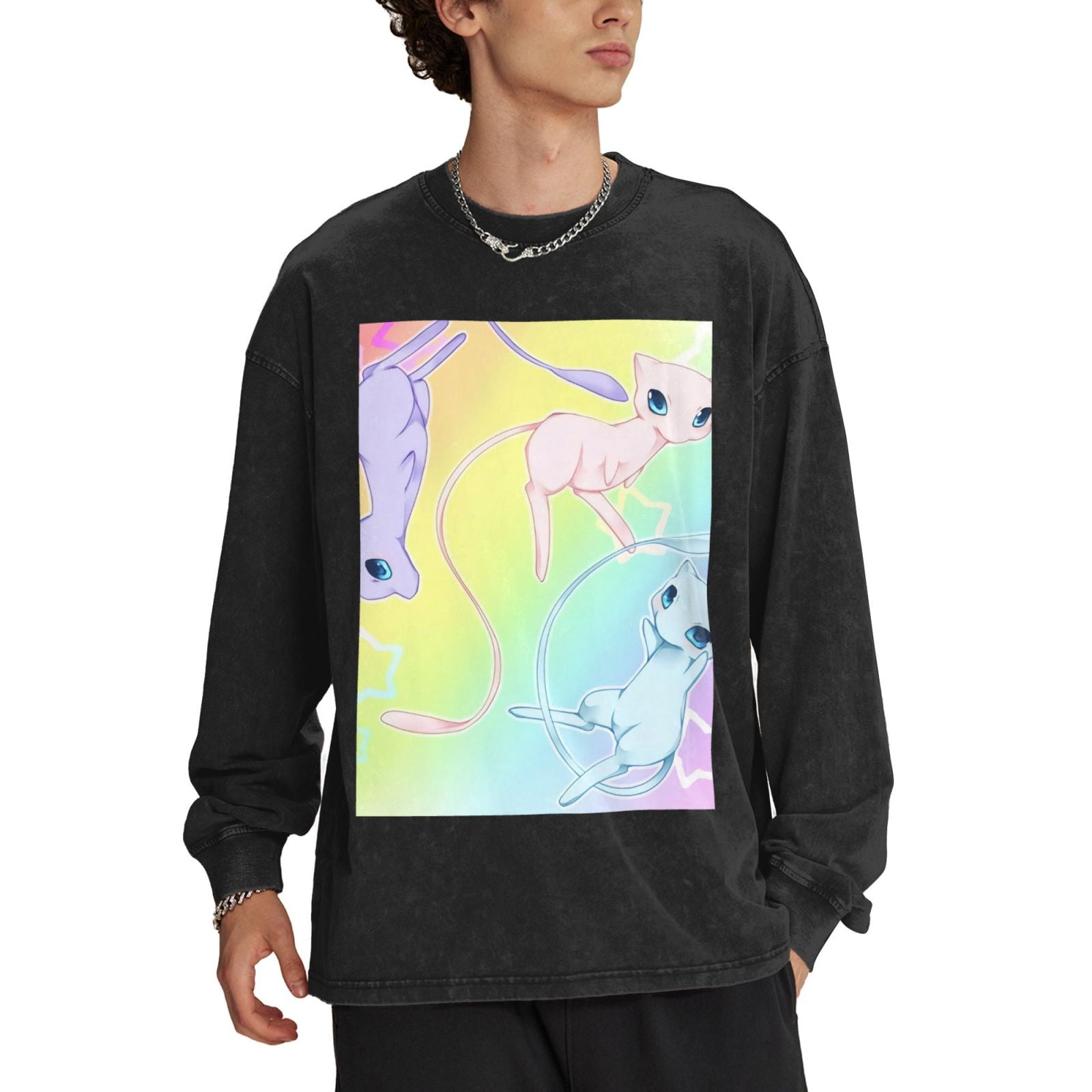 Mewtwo Pokemon Long Sleeve Shirt Men's Heavy Weight Crew Neck Long ...