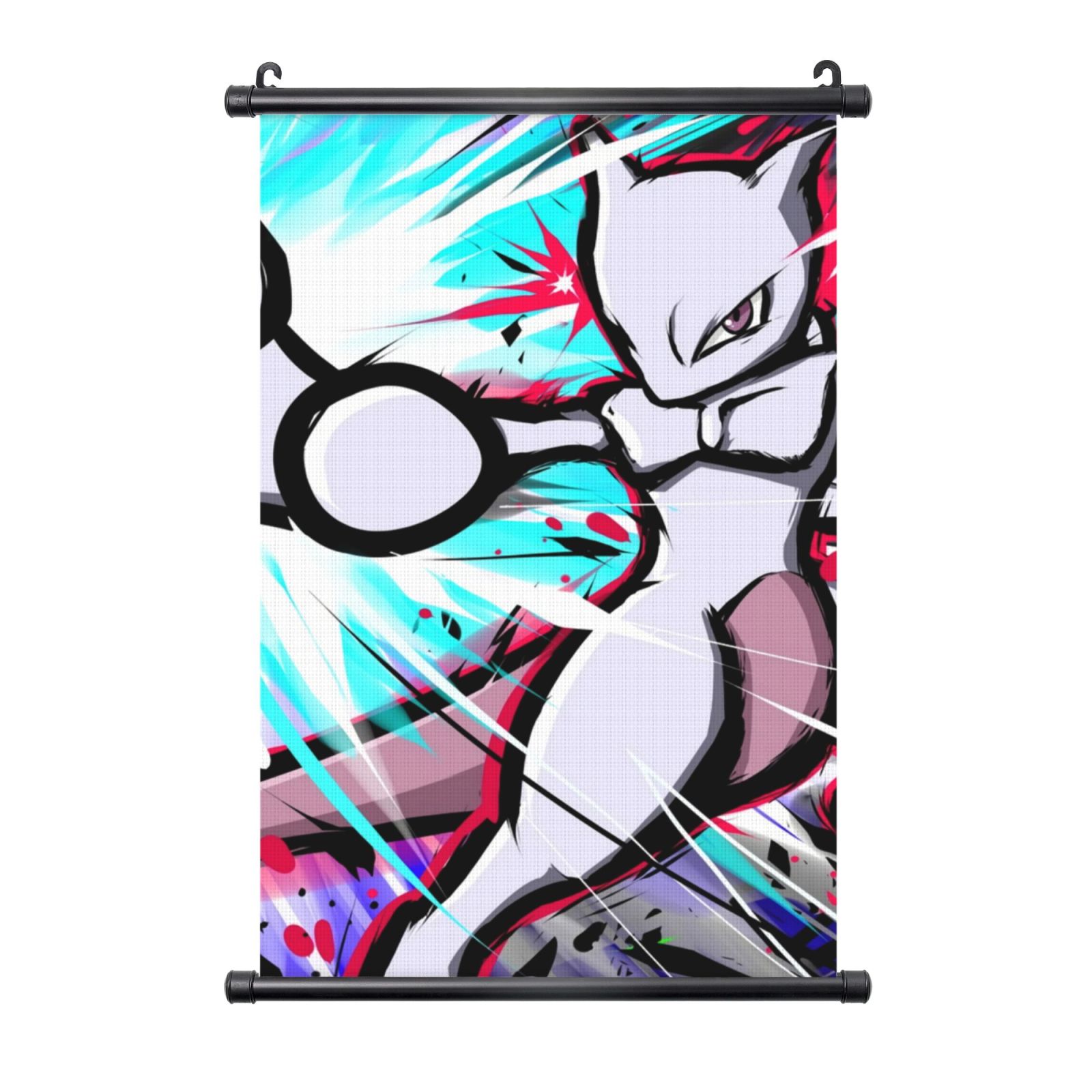 Mewtwo Poster Aesthetic Canvas PVC Shaft Wall Art Hanging Hanger Frame ...