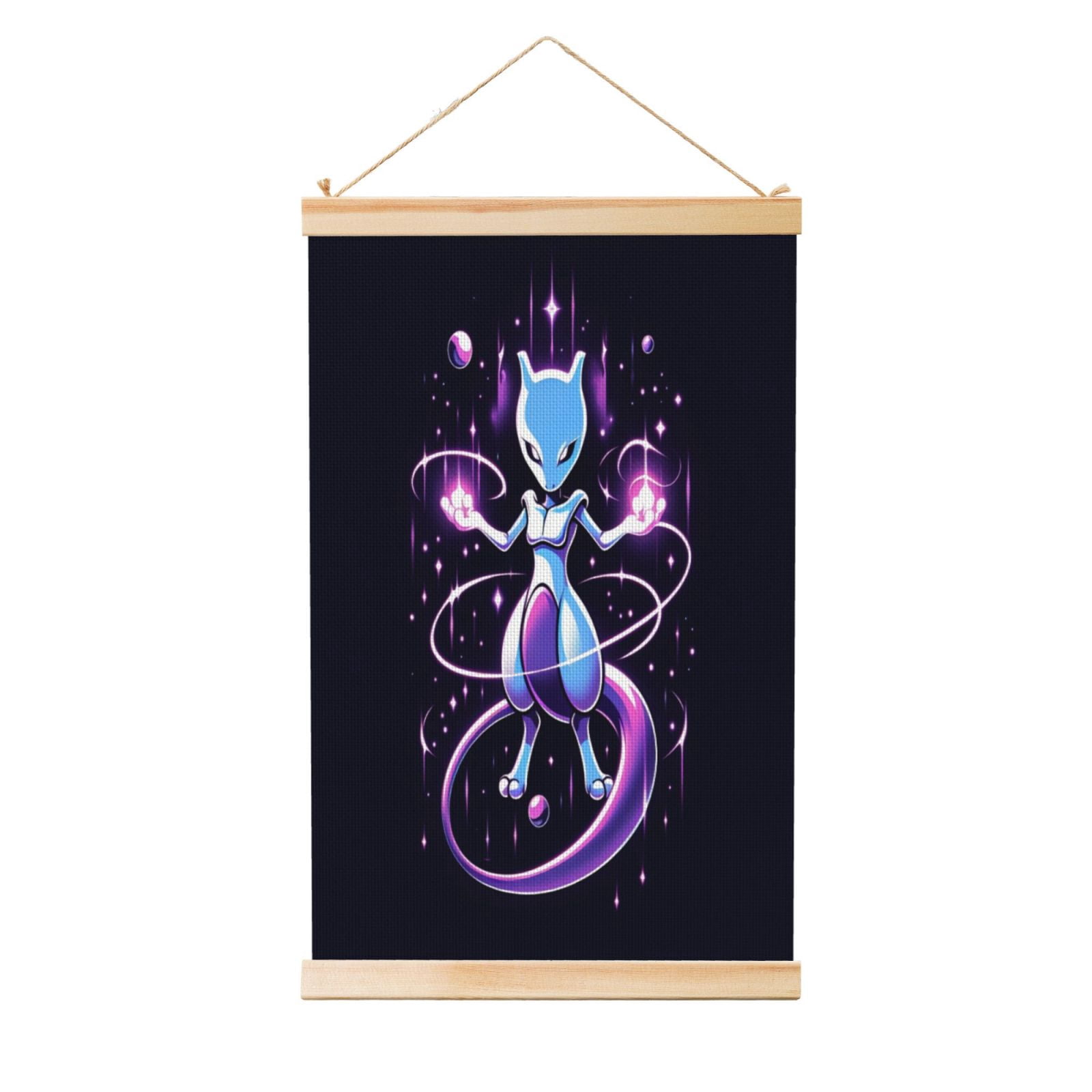 Mewtwo Poster Aesthetic Canvas Wooden Shaft Wall Art Hanging Hanger ...