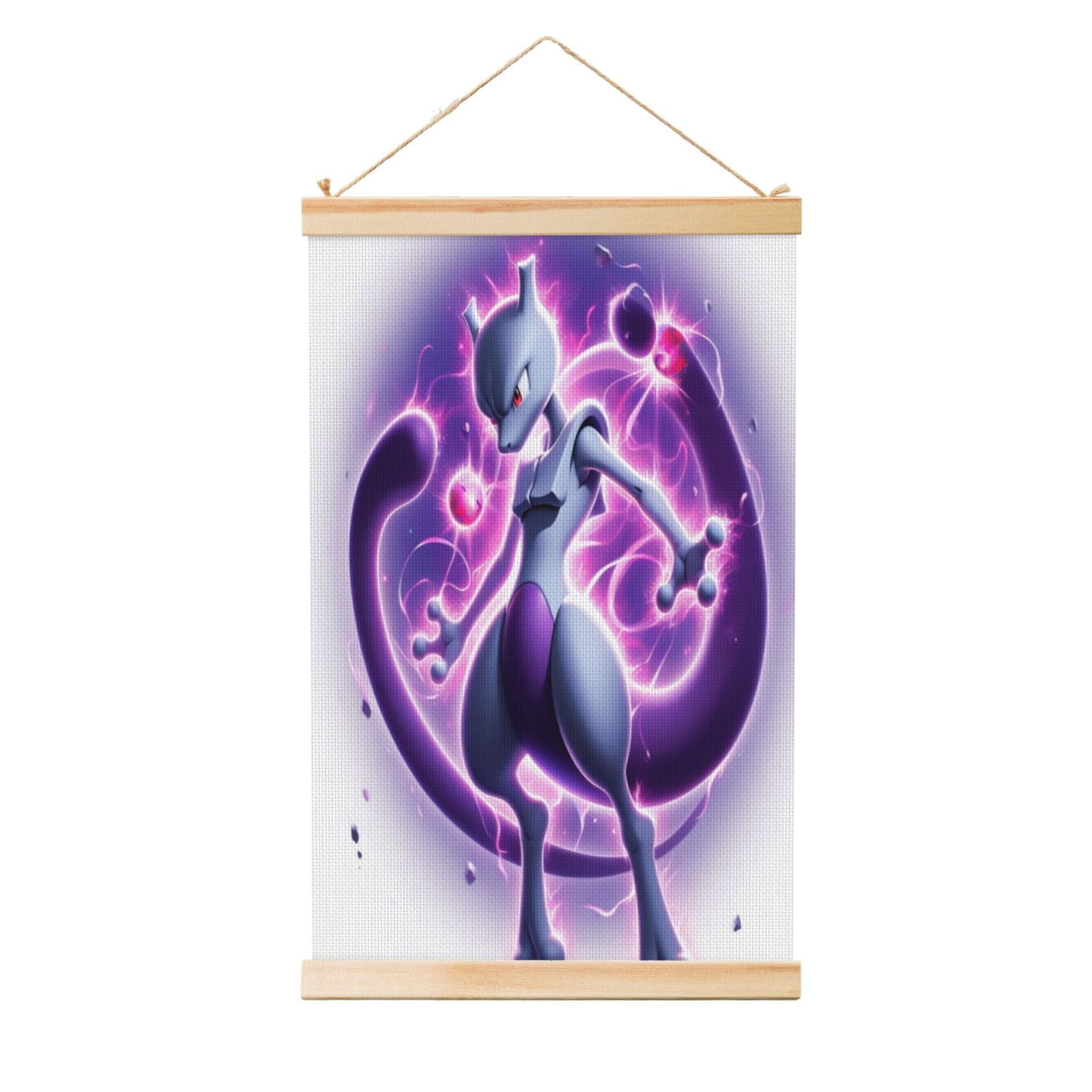 Mewtwo Poster Aesthetic Canvas Wooden Shaft Wall Art Hanging Hanger ...