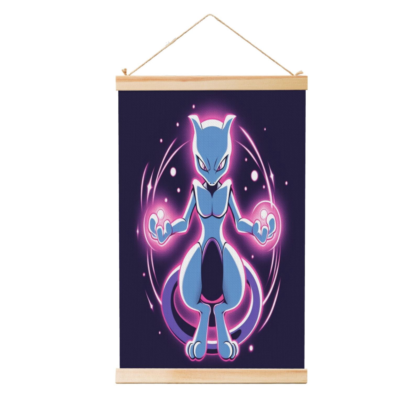 Mewtwo Poster Aesthetic Canvas Wooden Shaft Wall Art Hanging Hanger ...