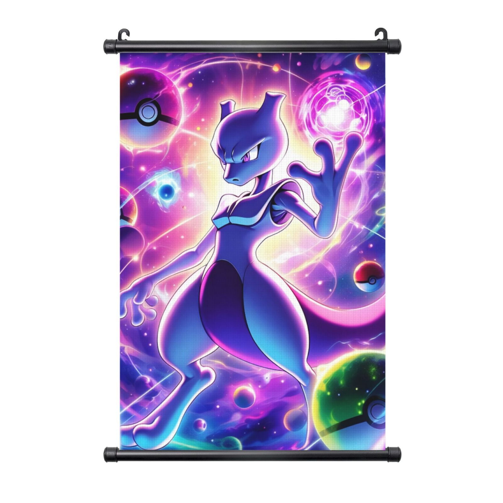 Mewtwo Poster Plastic Shaft Wall Hanging Banner Painting Canvas Artwork ...