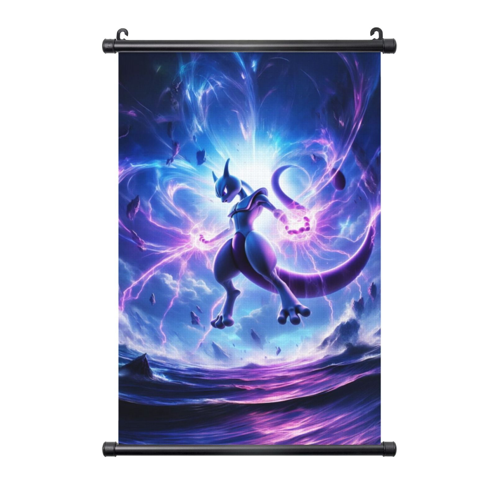 Mewtwo Poster Plastic Shaft Wall Hanging Banner Painting Canvas Artwork ...