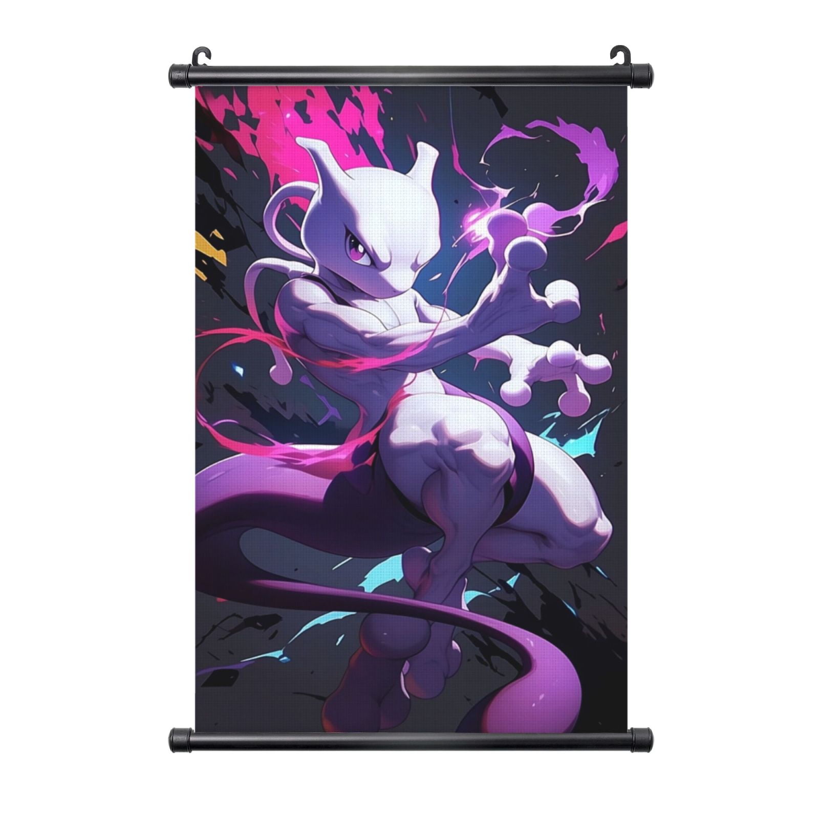 Mewtwo Poster Plastic Shaft Wall Hanging Banner Painting Canvas Artwork ...