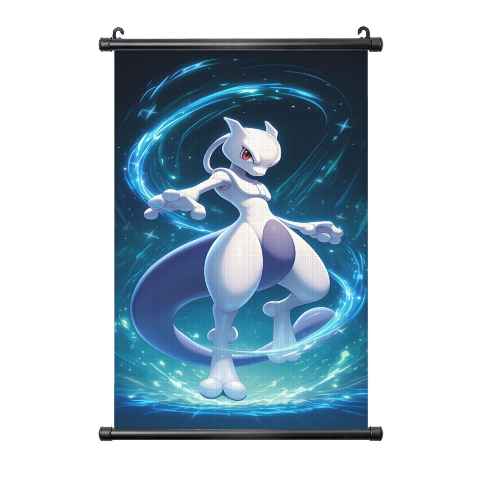 Mewtwo Poster Plastic Shaft Wall Hanging Banner Painting Canvas Artwork ...