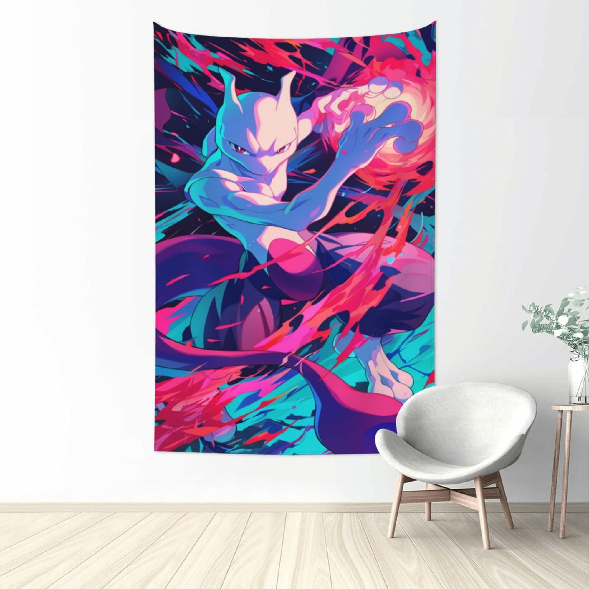 Mewtwo Tapestry Large Banner Wall Hanging Tapestries Aesthetic Poster ...