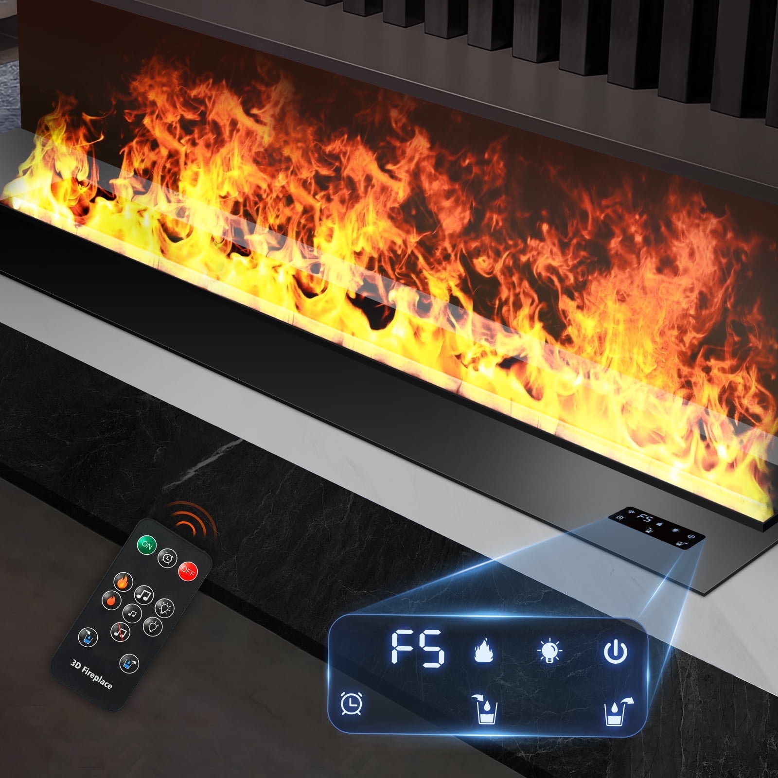 Mexhom 31.5IN 3D Water Vapor Electric Fireplace Insert with Remote ...