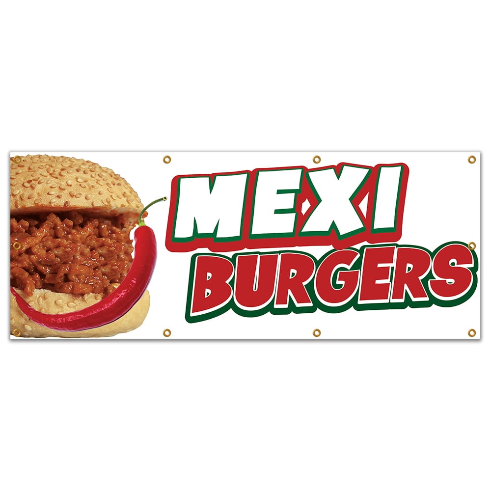 Mexi Burgers 96" Banner Concession Stand Food Truck Single Sided ...