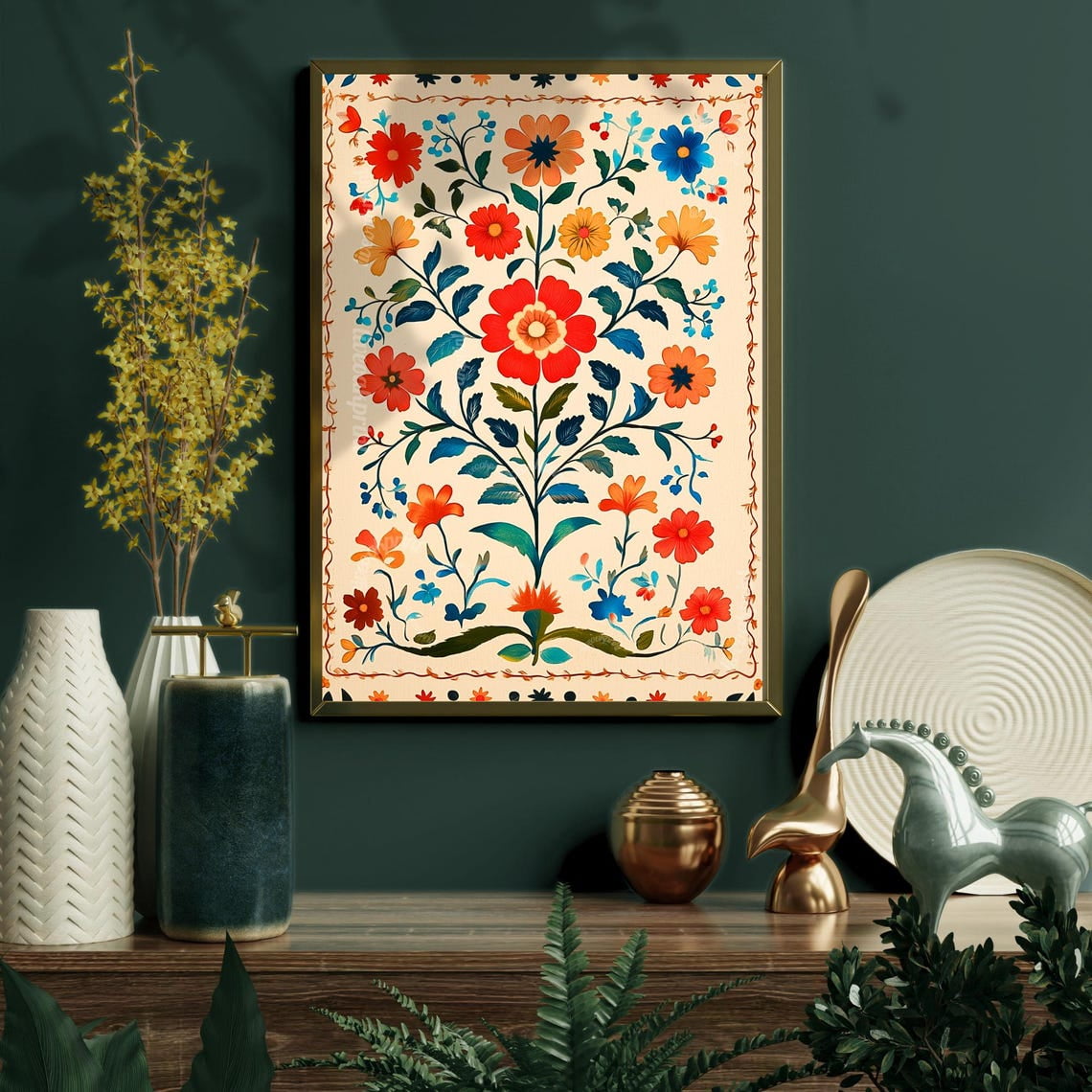 Mexi.Can Folk Art Inspired Vintage Poster - Floral And Botanical Wall ...