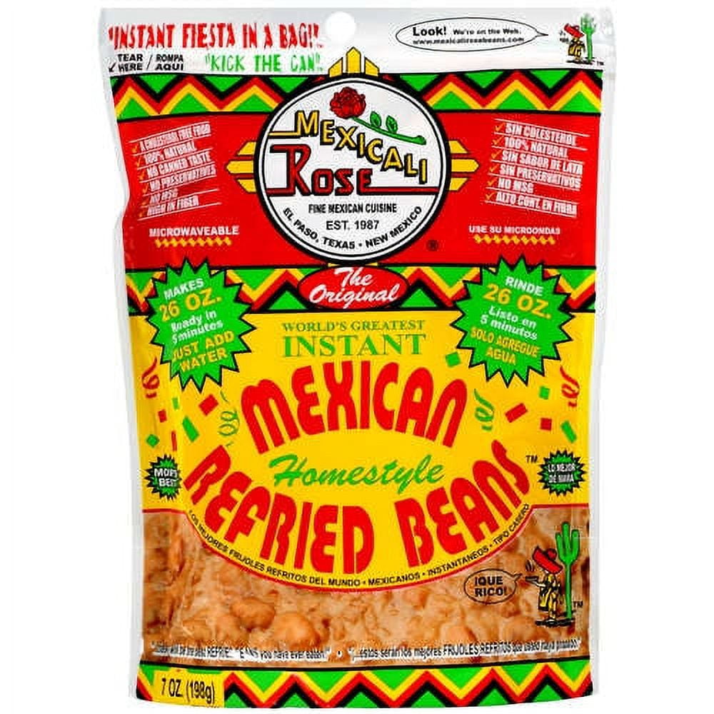(4 pack) Mexicali Rose Instant Refried Beans, 6 oz, No Spice (Salt and ...