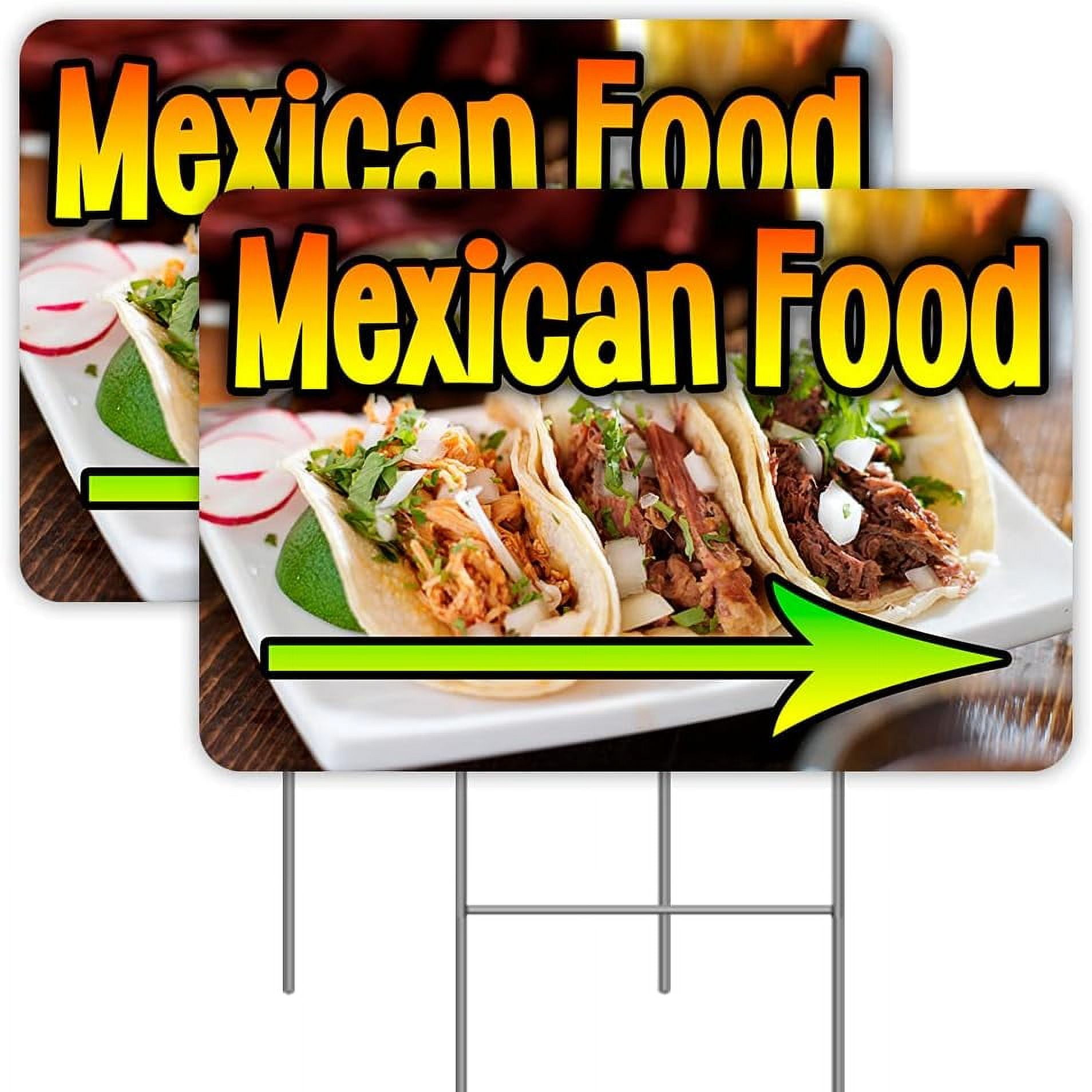 Mexican 2 Pack Double-Sided Yard Signs 16" x 24" with Metal Stakes ...
