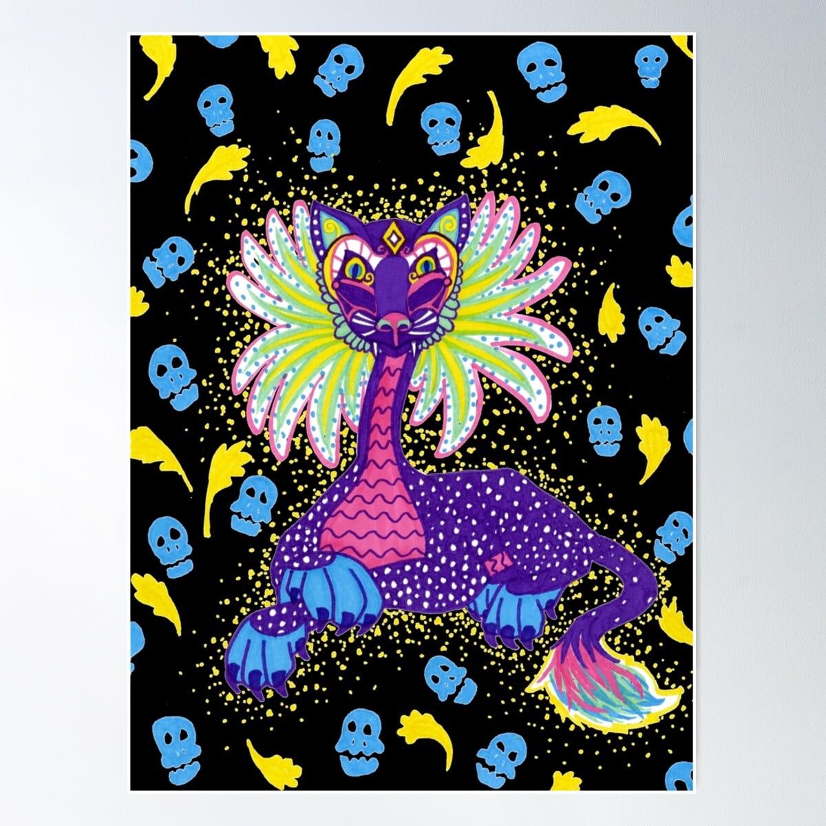 Mexican Alebrije Dia De Los Muertos Day Of The Dead Big Cat Spirit ...