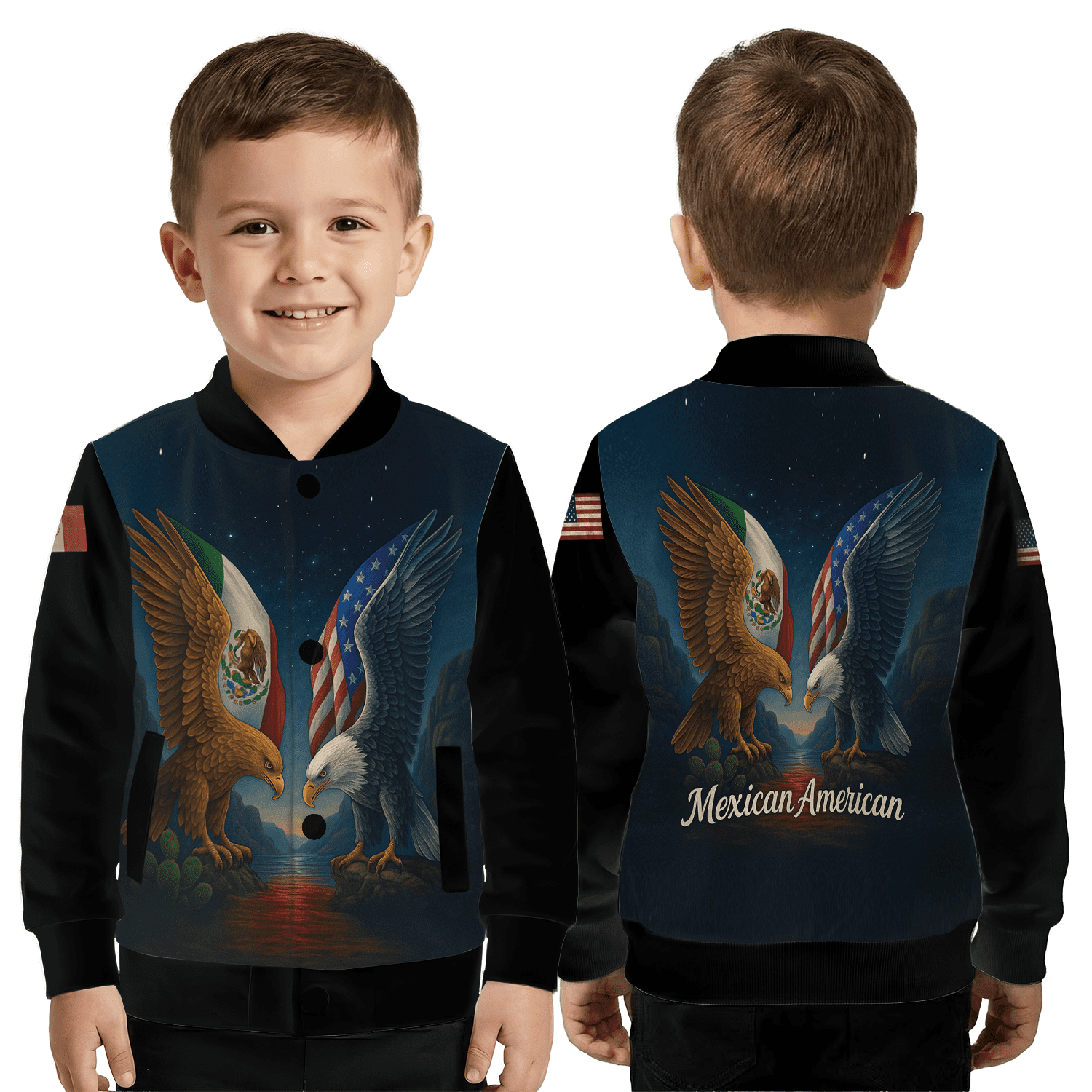 Mexican American Baseball Jacket, Mexican Heritage Apparel, Mexico USA ...