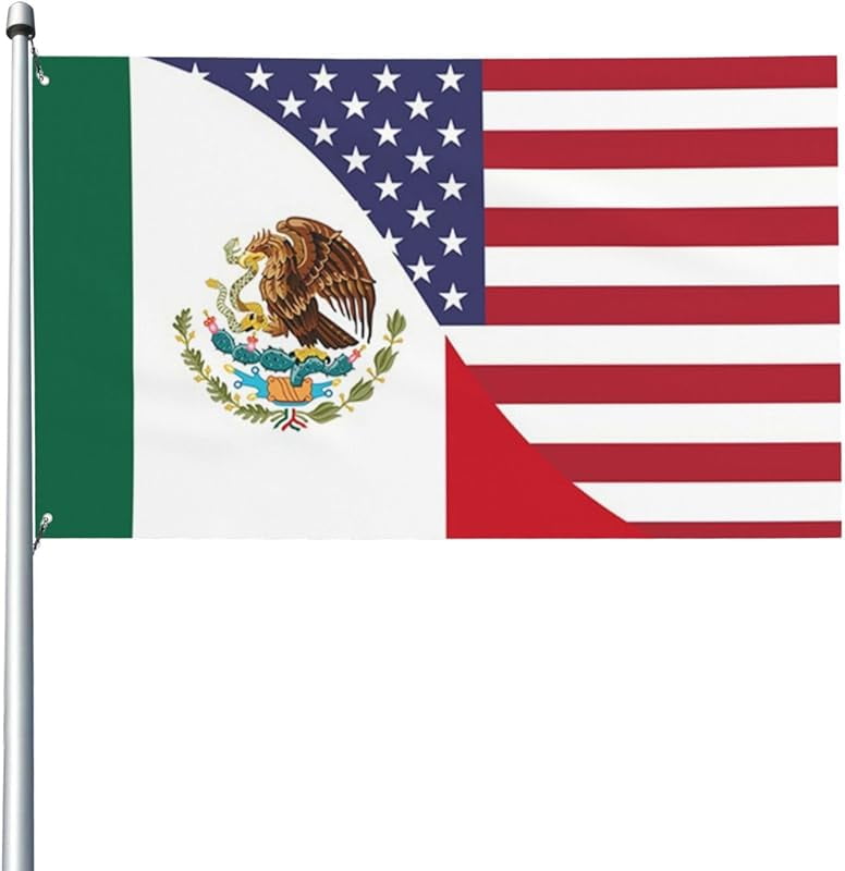 Mexican American Flag 3x5 Ft Double Sided Print Two Faces Flag ...