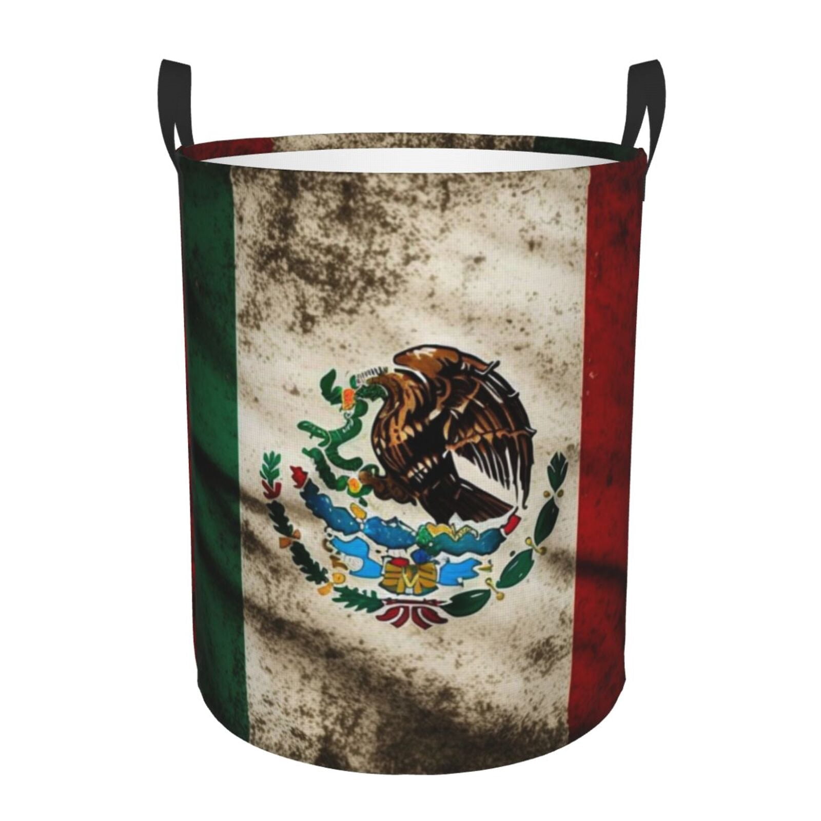 Mexican American Flag Proud Mexico Foldable Laundry Hamper with Handle ...