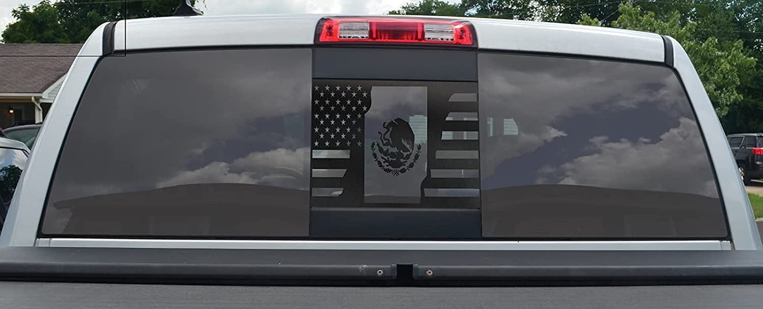 Mexican American Flag Vinyl Decal Rear Sliding Window Mexico Flag ...