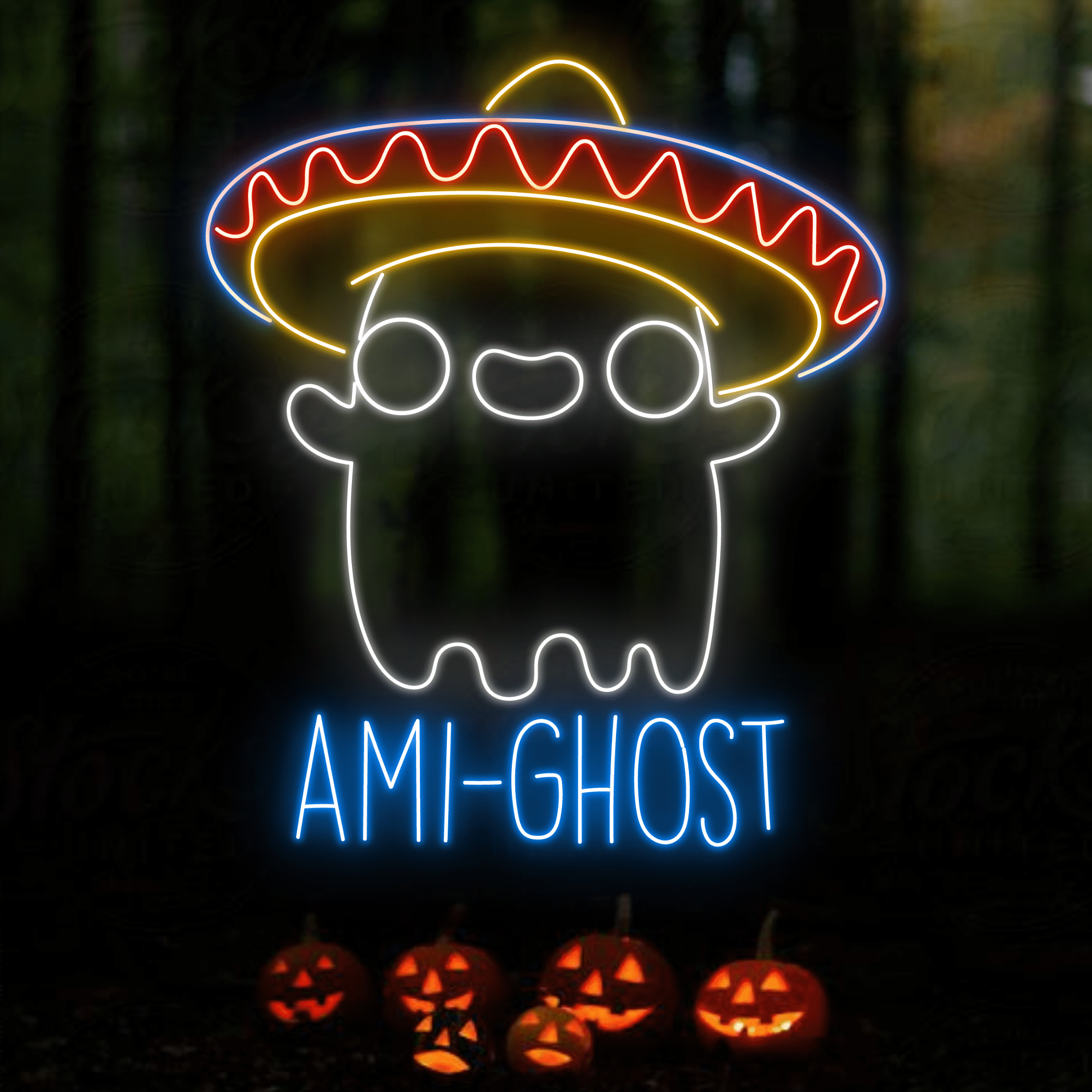 Mexican Ami Ghost Neon Signs, Taco Restaurant Halloween Decor - Walmart.com