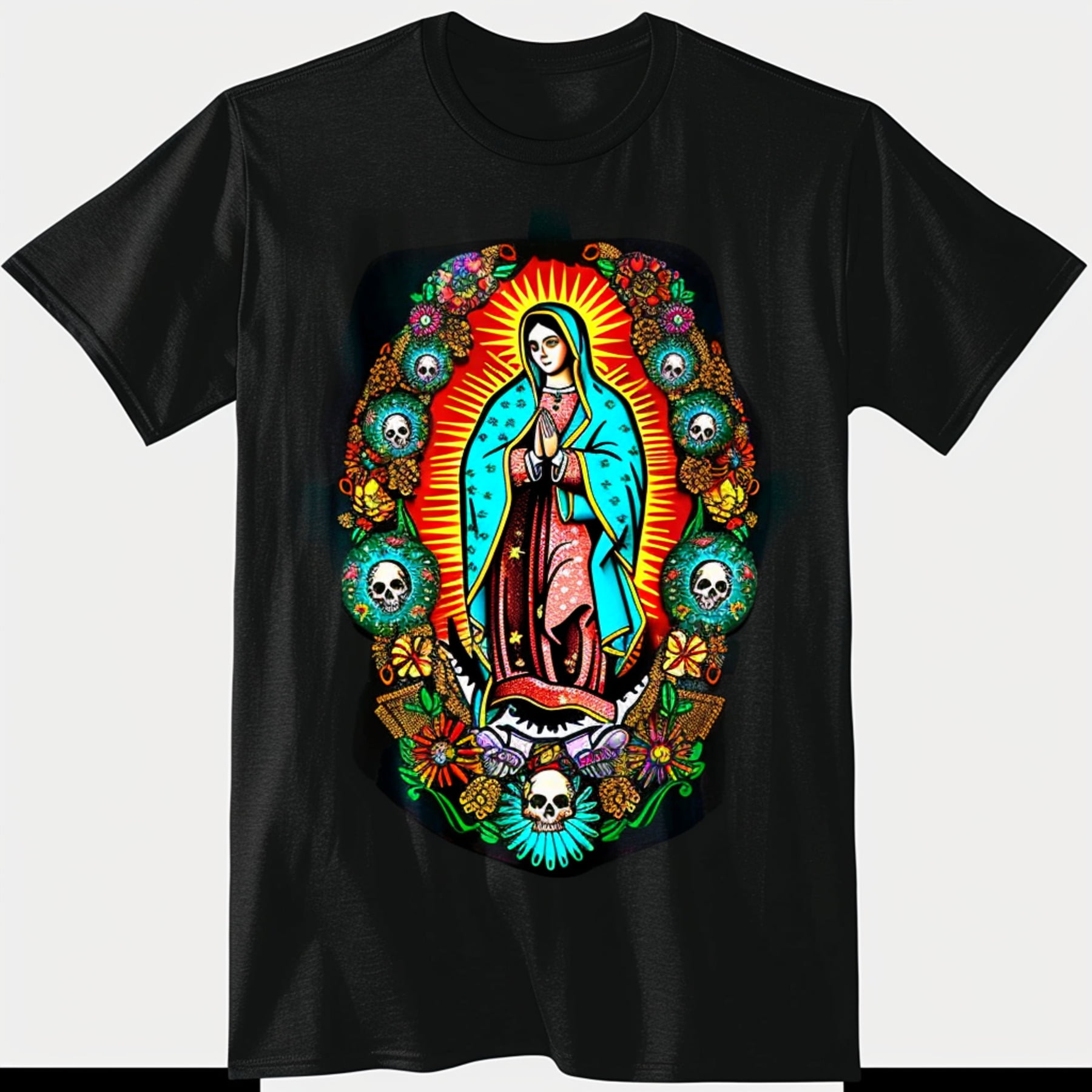 Mexican Archprint Style La Virgen de Guadalupe Graphic T Shirt Colorful ...