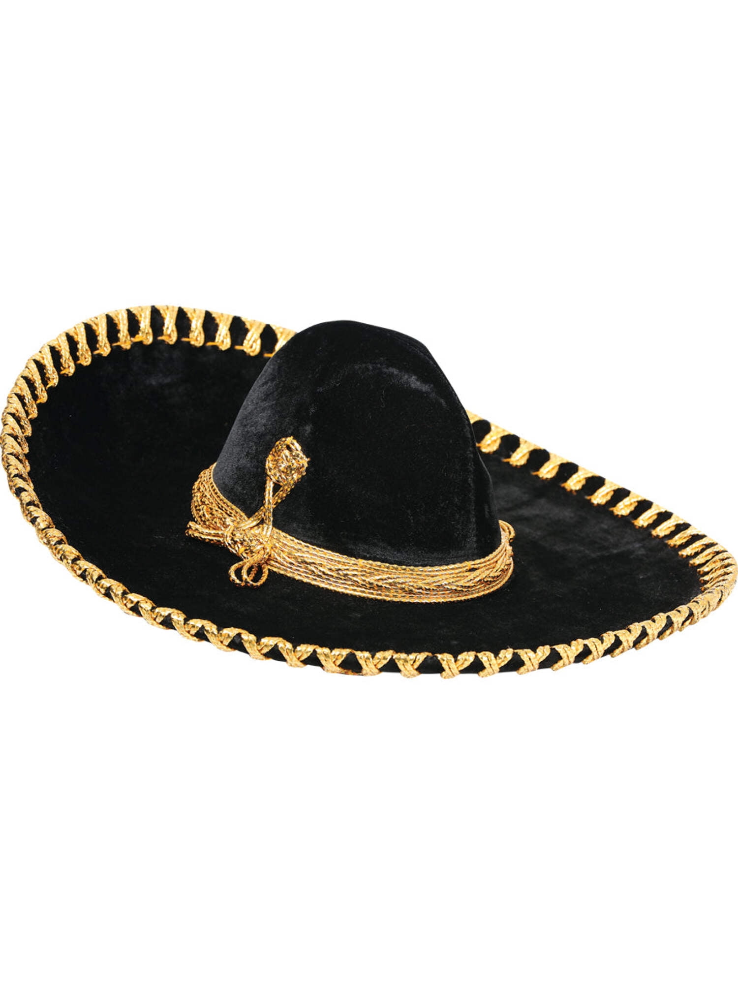 Mexican Charro Hat Velvet Black/Gold 600318 - Walmart.com