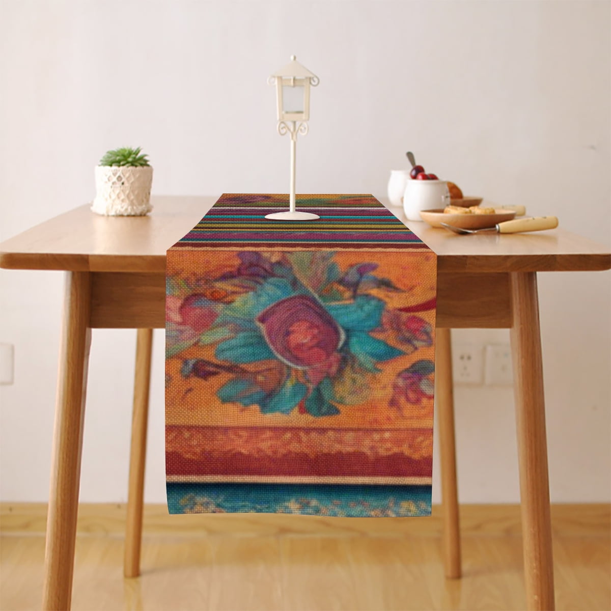 Mexican BOHO Strips Table Runner, Seasonal Fall Winter Kitchen Dining ...
