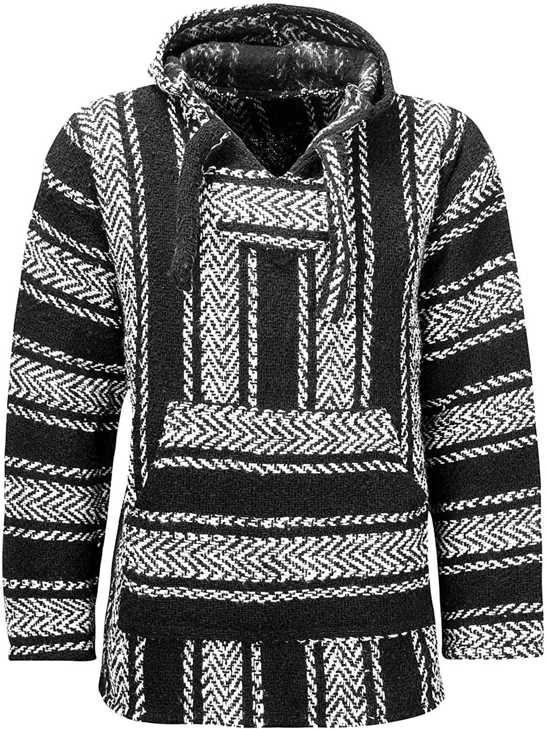 Mexican Baja Hoodie Sweater Jerga Pullover Black White Medium - Walmart.com