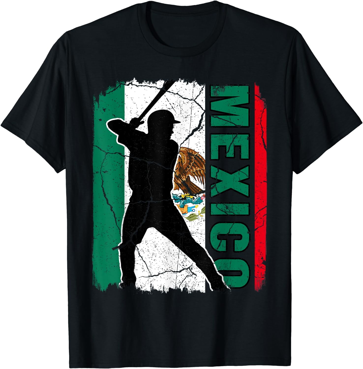 Mexican Baseball Player Mexico Flag Baseball Fans T-Shirt Black Medium ...